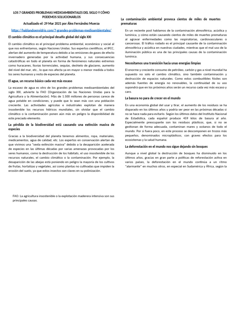 Los 7 Grandes Problemas Medioambientales Del Siglo y Cómo Podemos ...
