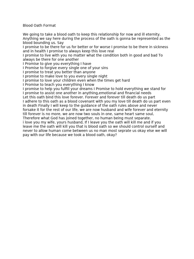 Blood Oath Format Latest | PDF