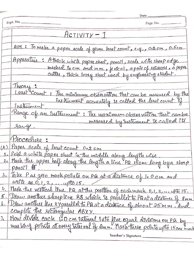 11th Phy. Activity (1, 2,3) Section A | PDF