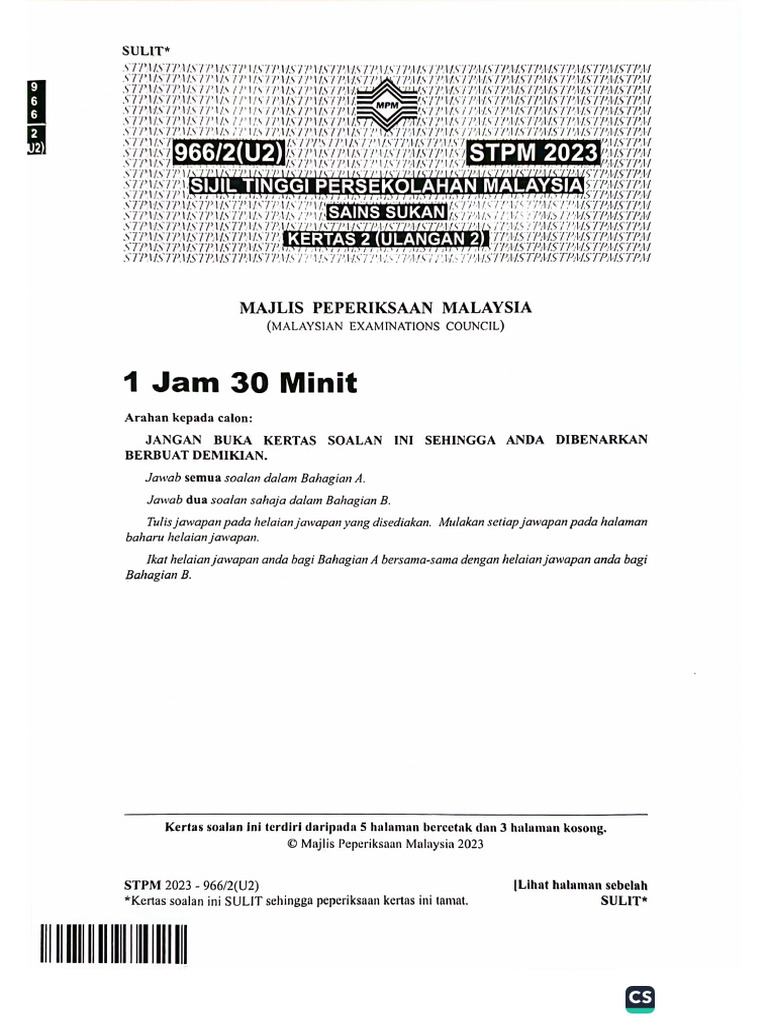 STPM Sem 2 (U) 2023 | PDF