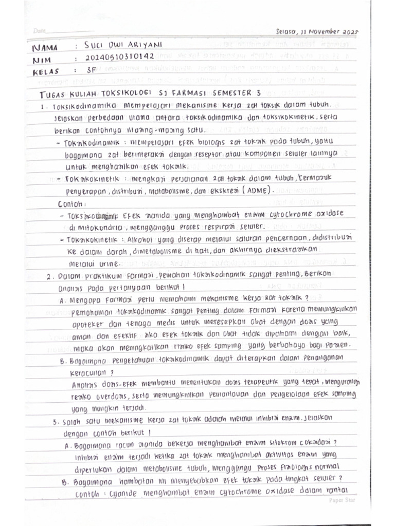 Suci Dwi Ariyani (20240510310142) Toksikologi | PDF