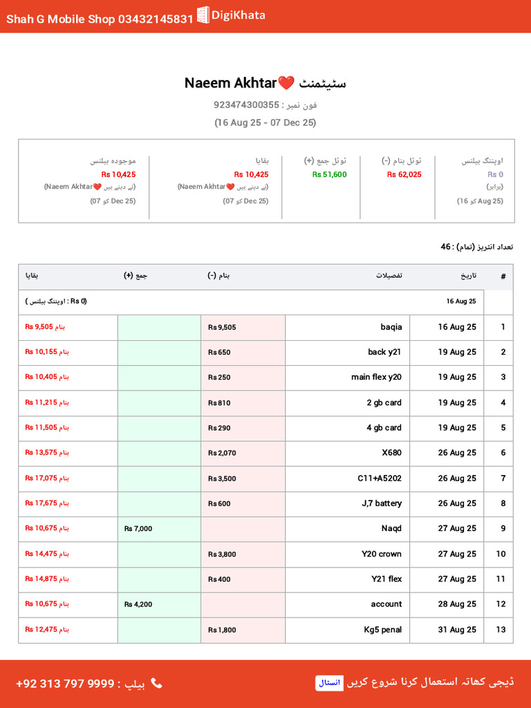 Customer Ledger Report 1765084838970 | PDF