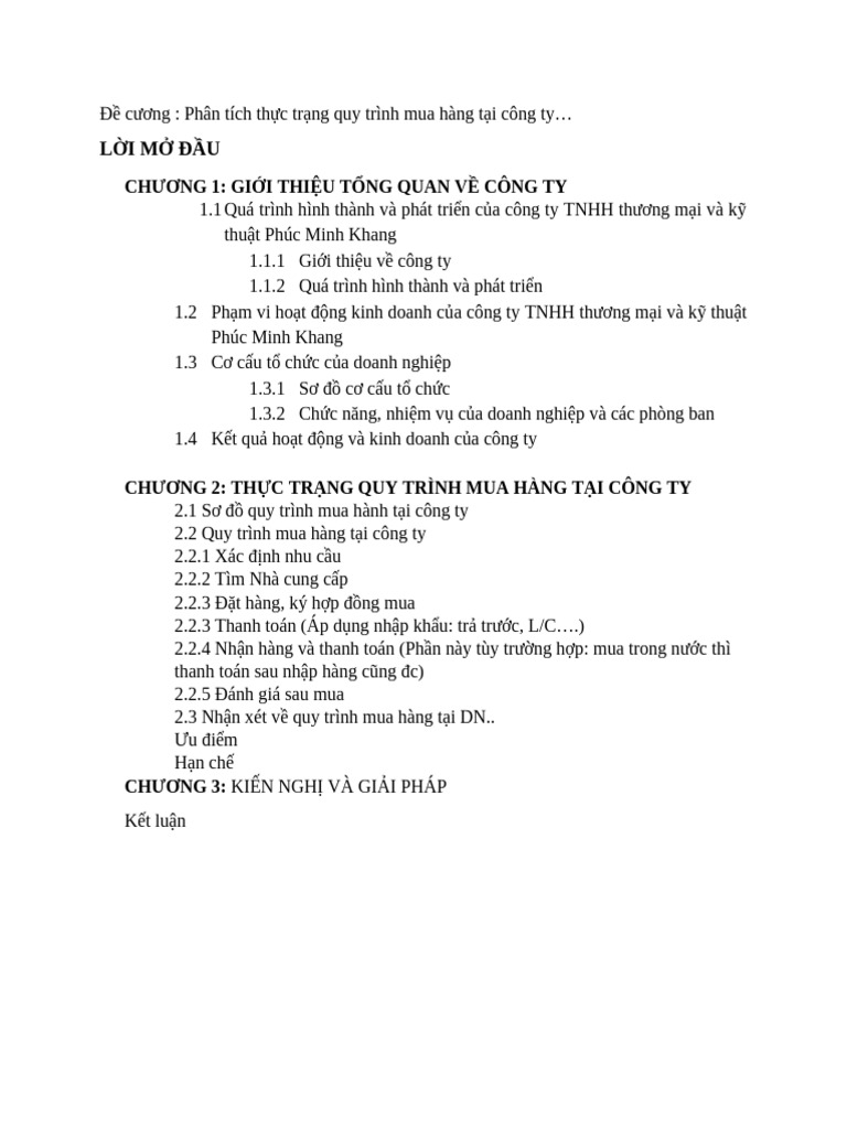 De Cuong Chi Tiet Mua Hang | PDF