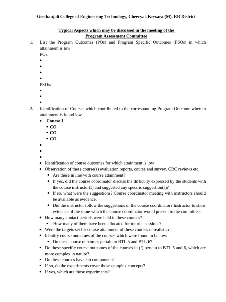 Program Assessment Committee Meeting Guide | PDF | Learning | Cognition