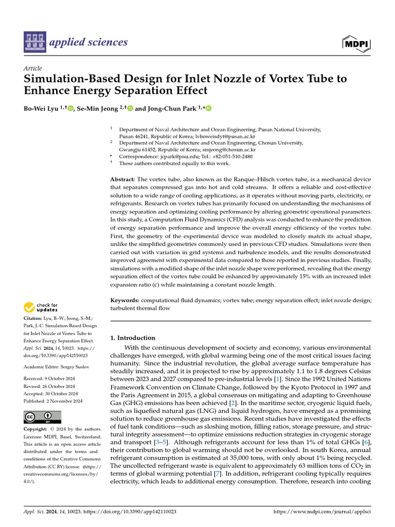 Simulation-Based Design for Inlet Nozzle of Vortex | PDF ...