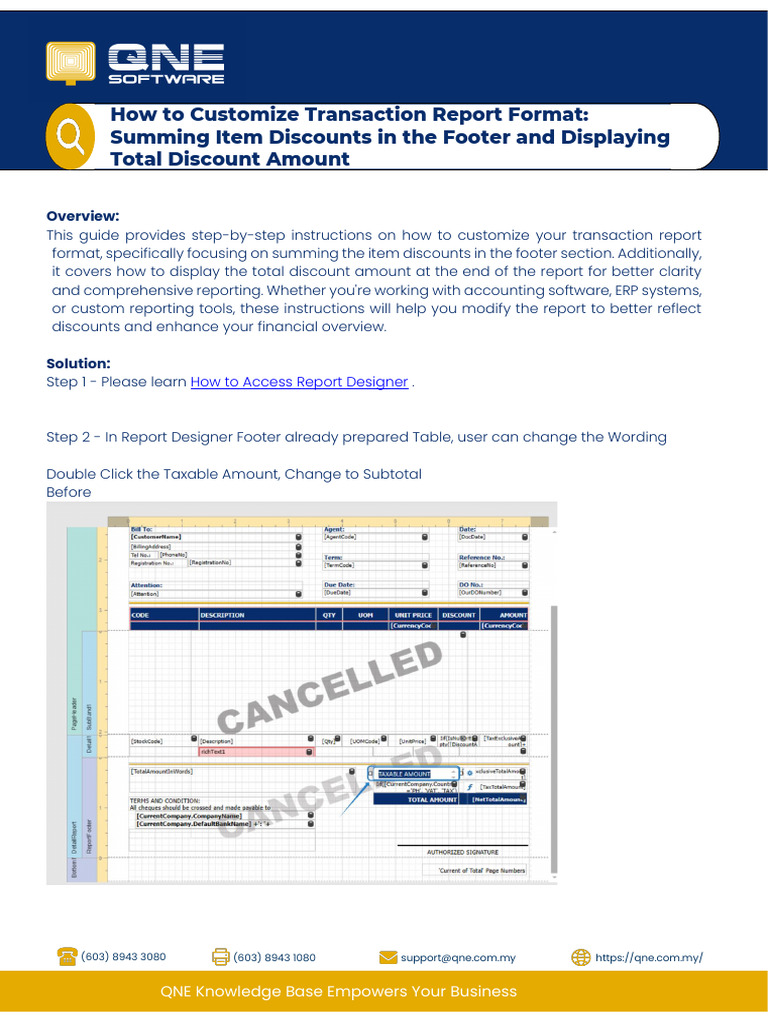 How To Customize Transaction Report Format Summing Item Discounts in ...