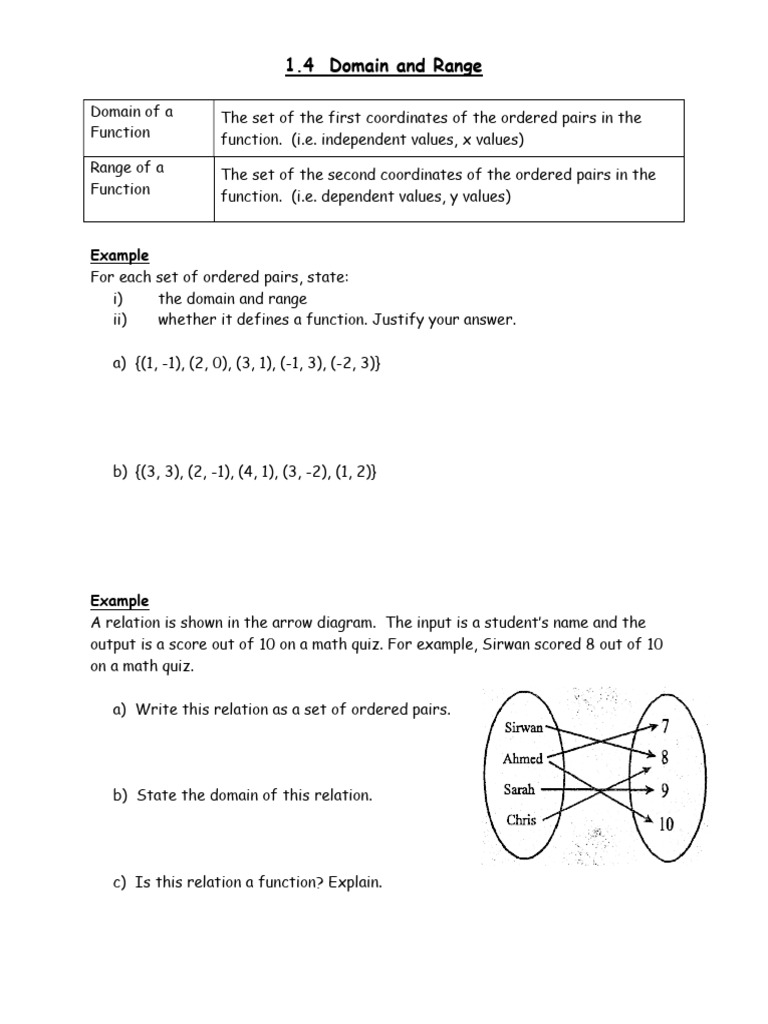 Domain and Range of Functions Explained | PDF