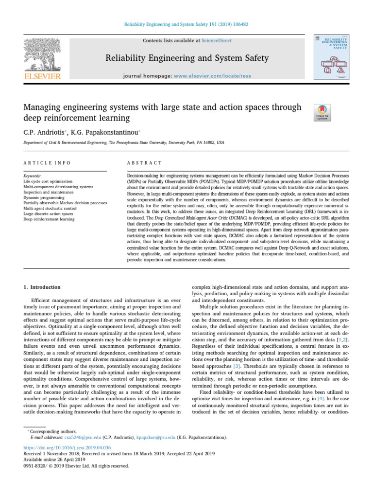 Managing Engineering Systems With Large State and Action Spaces | PDF ...