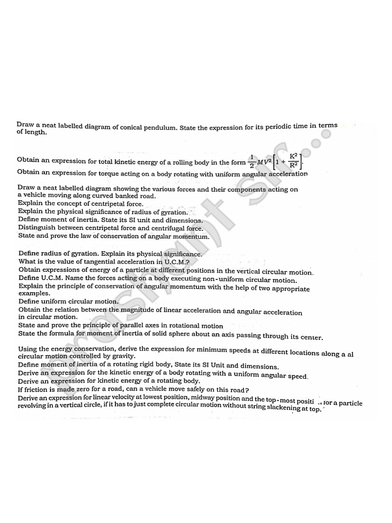 Imp Que Chapter 1 Physics | PDF | Acceleration | Force