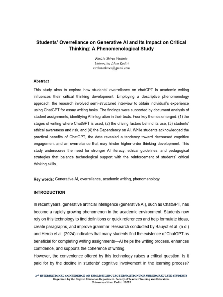 Impact of ChatGPT on Student Thinking | PDF | Artificial Intelligence ...