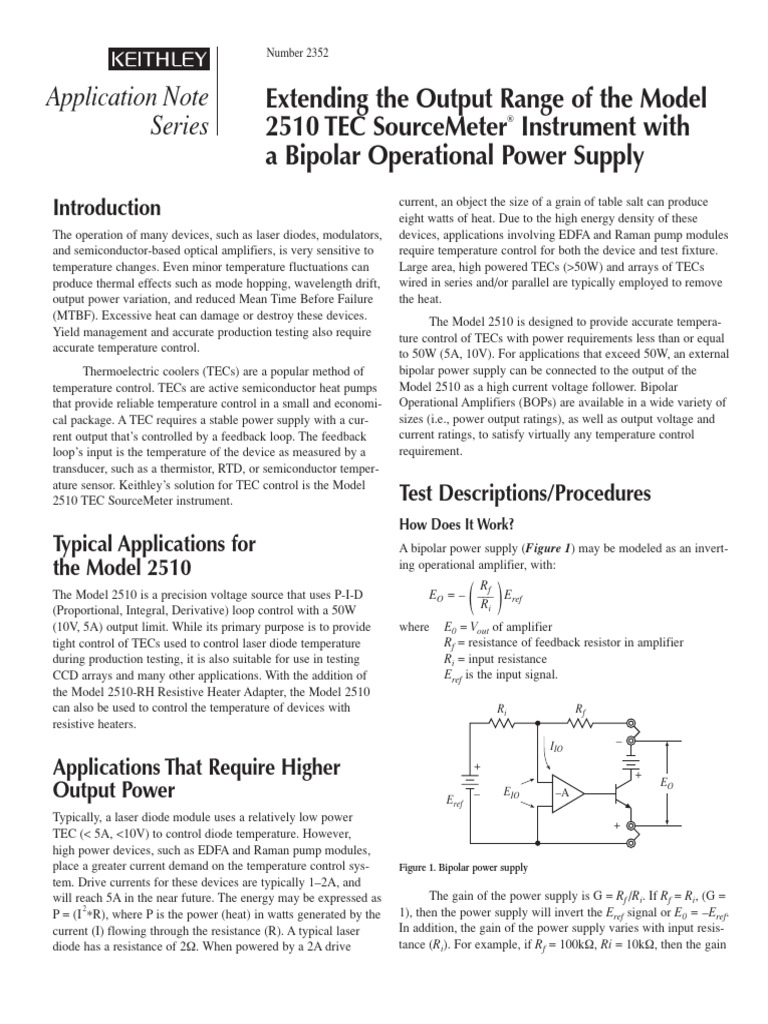 TEC Control with Model 2510 Power Supply | PDF | Amplifier | Power Supply