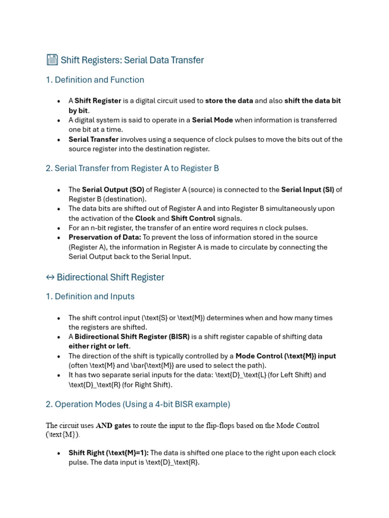 Shift Registers and Serial Data Transfer | PDF