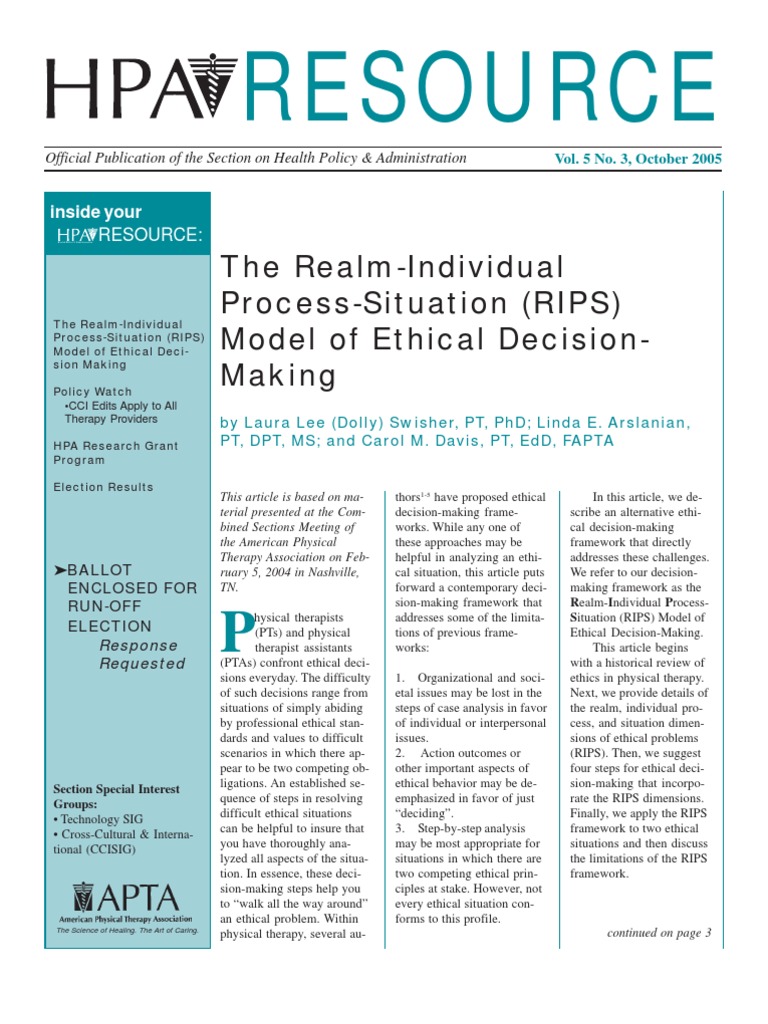 RIPS DecisionMaking | PDF | Physical Therapy | Confidentiality