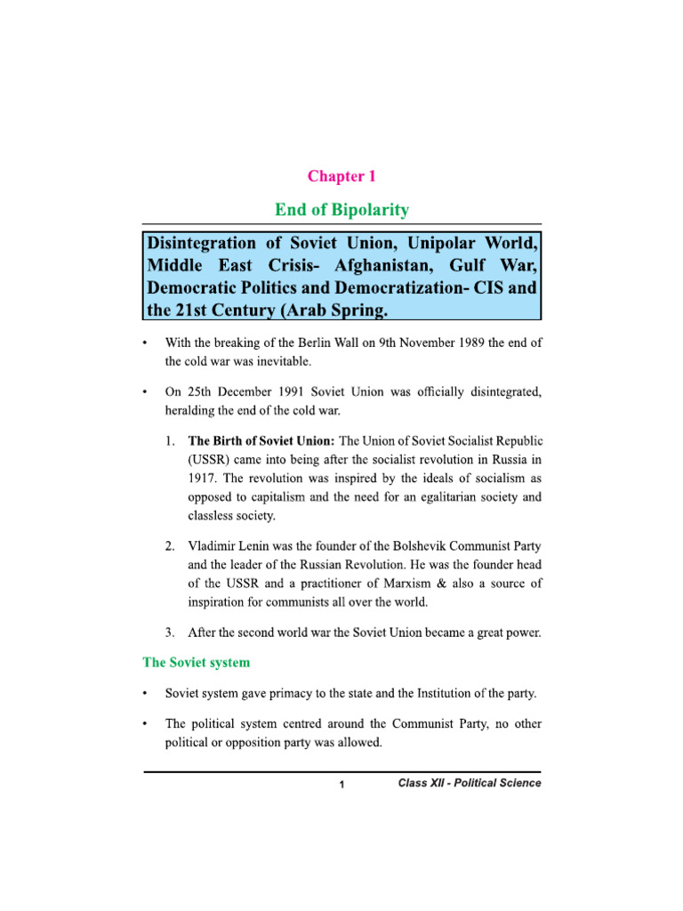 XII Contemporary World Politics Notes | PDF