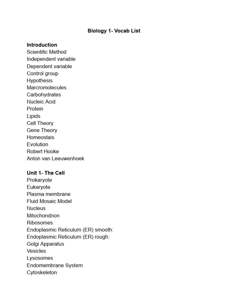 Biology 1 Vocab | PDF