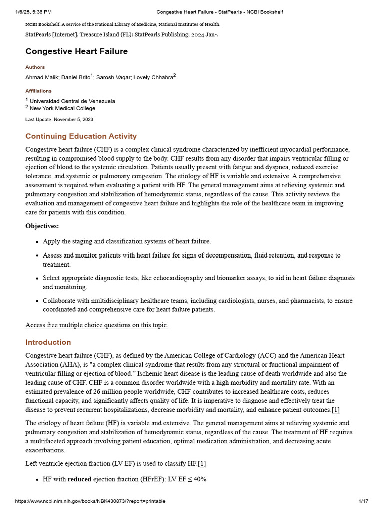 Congestive Heart Failure Overview | PDF | Heart Failure | Heart