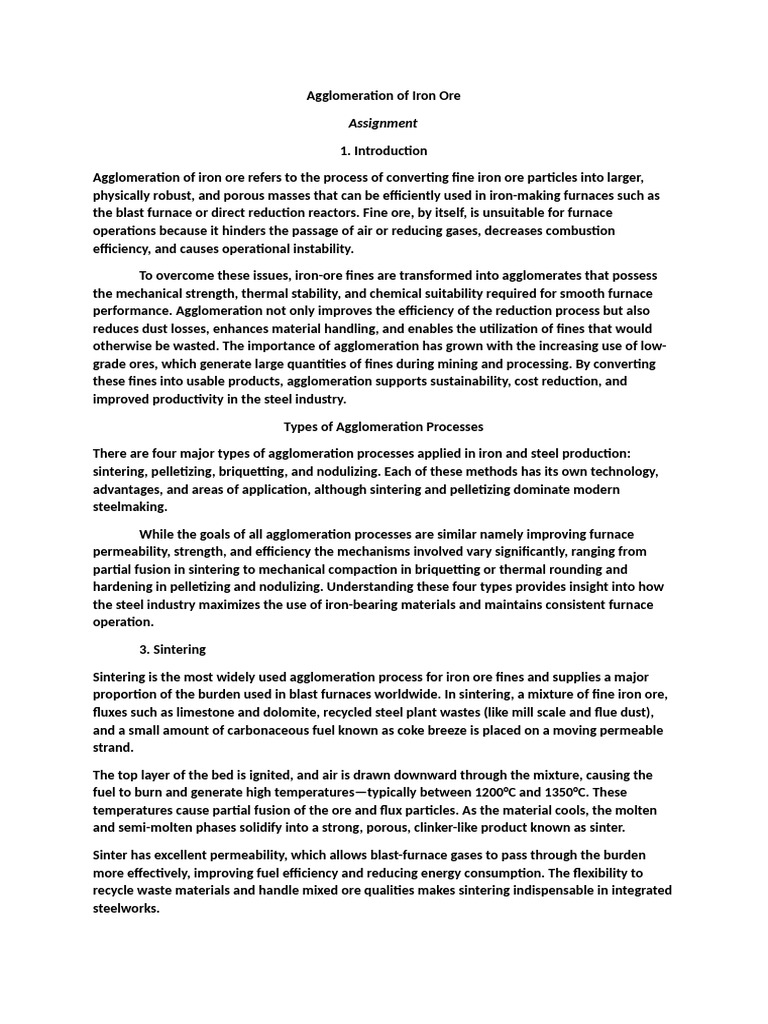Iron Ore Agglomeration Processes Explained | PDF | Blast Furnace ...