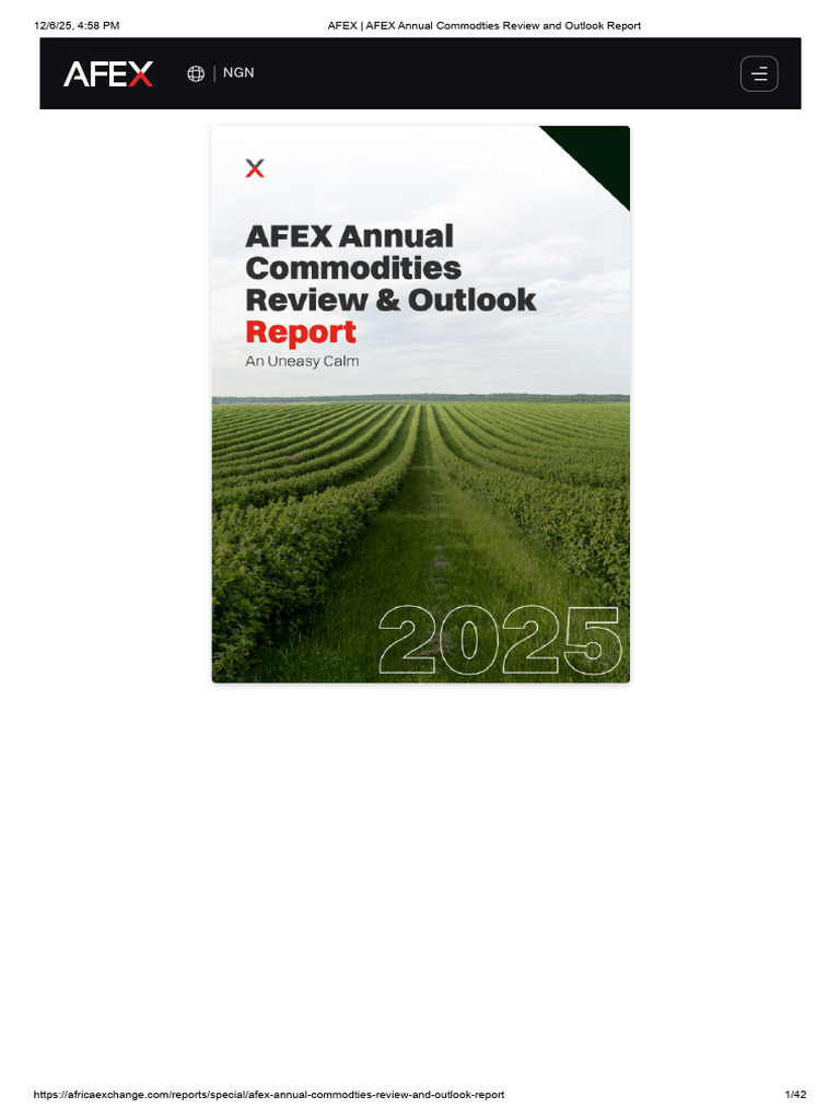 AFEX _ AFEX Annual Commodties Review and Outlook Report | PDF