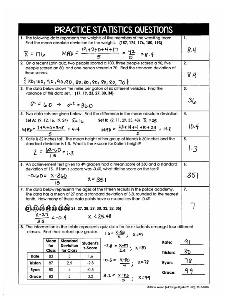 Statistics Review Key | PDF