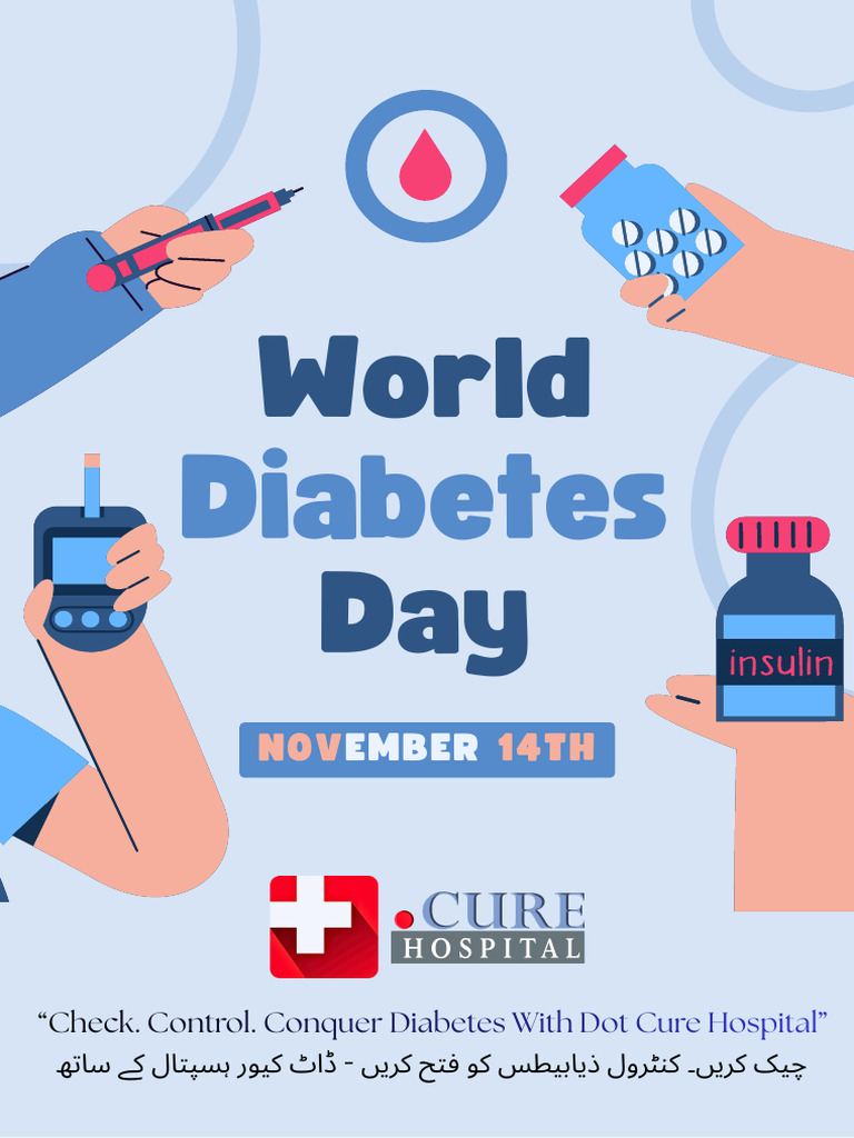 Light Blue and Pink Illustrated World Diabetes Day Poster | PDF