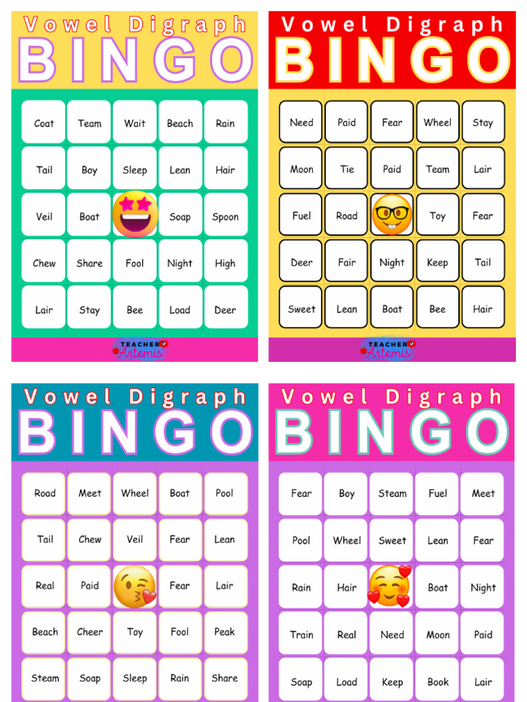 Vowel Digraph Bingo | PDF