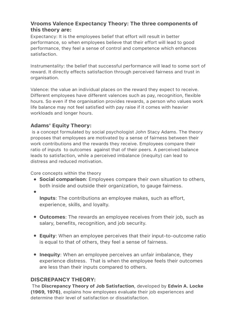 Vrooms Valence Expectancy Theory: The Three Components of This Theory ...