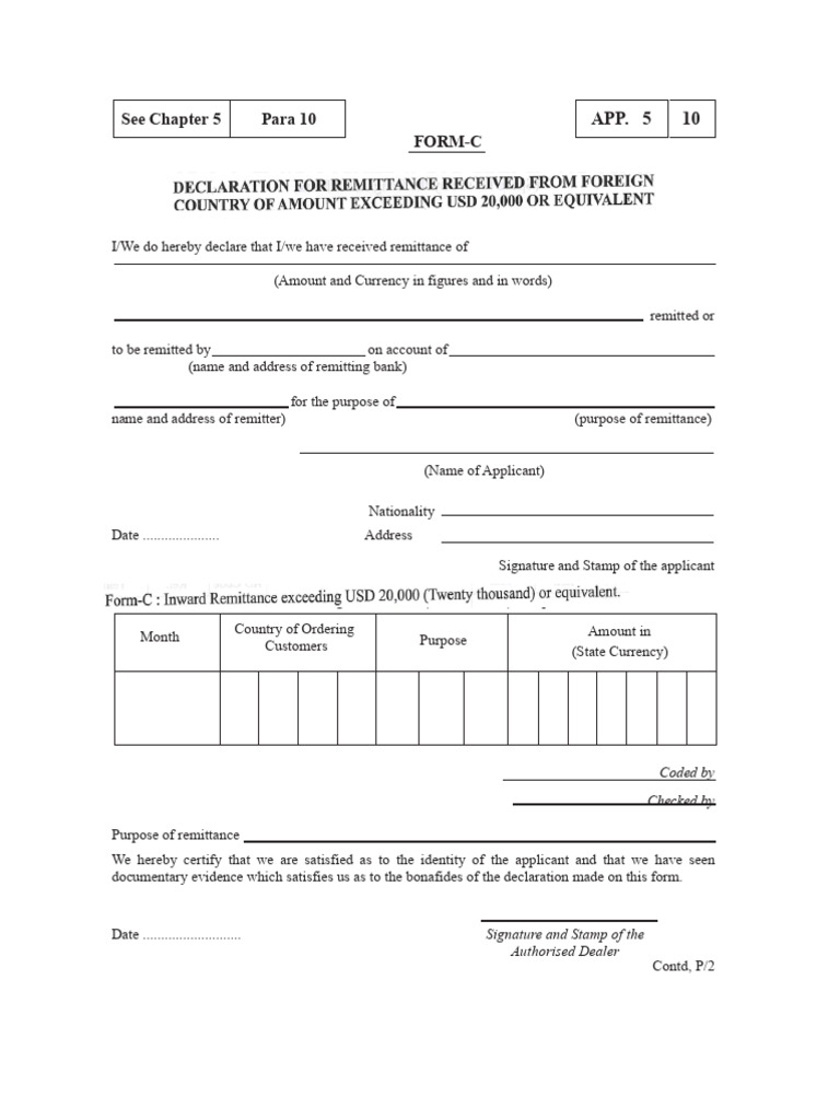 Remittance Received Declaration Form | PDF | Remittance | Economies
