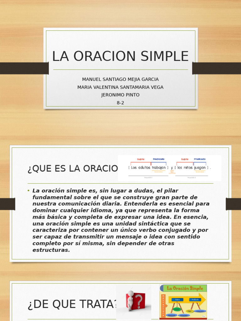 La Oracion Simple | PDF | Verbo | Predicado (Gramática)
