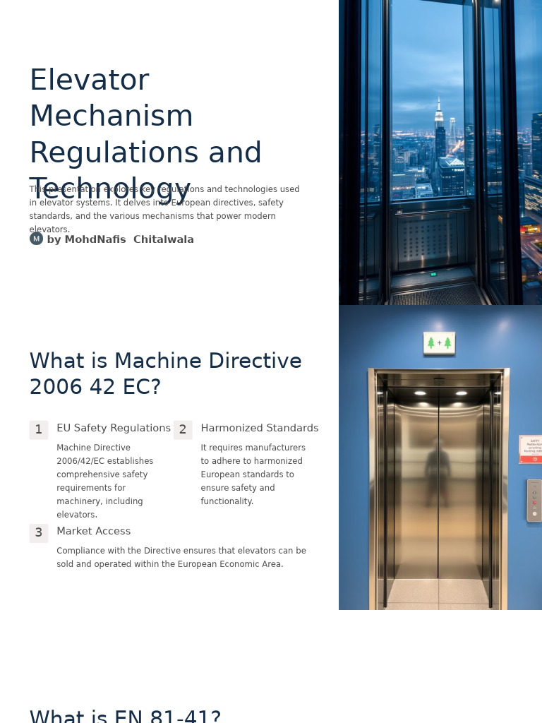 Elevator Mechanism Regulations and Technology | PDF | Elevator | Safety