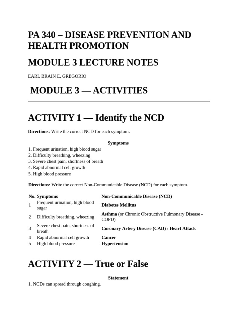 Pa 340 Module 3 Earl Brain Gregorio | PDF | Non Communicable Disease ...