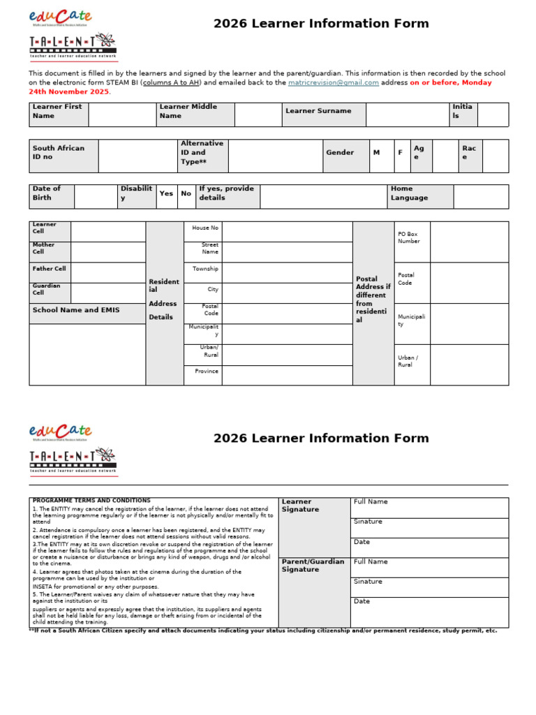 2026 Learner Registration Form Guide | PDF | Government And Personhood ...