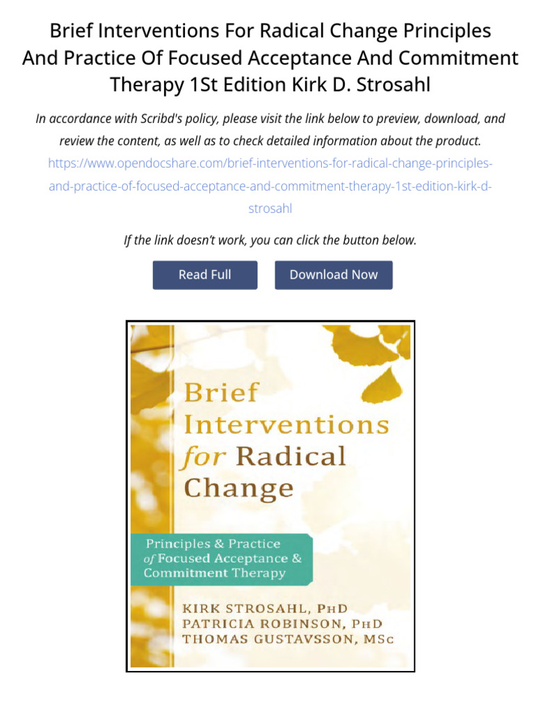Brief Interventions for Radical Change Principles and Practice of ...