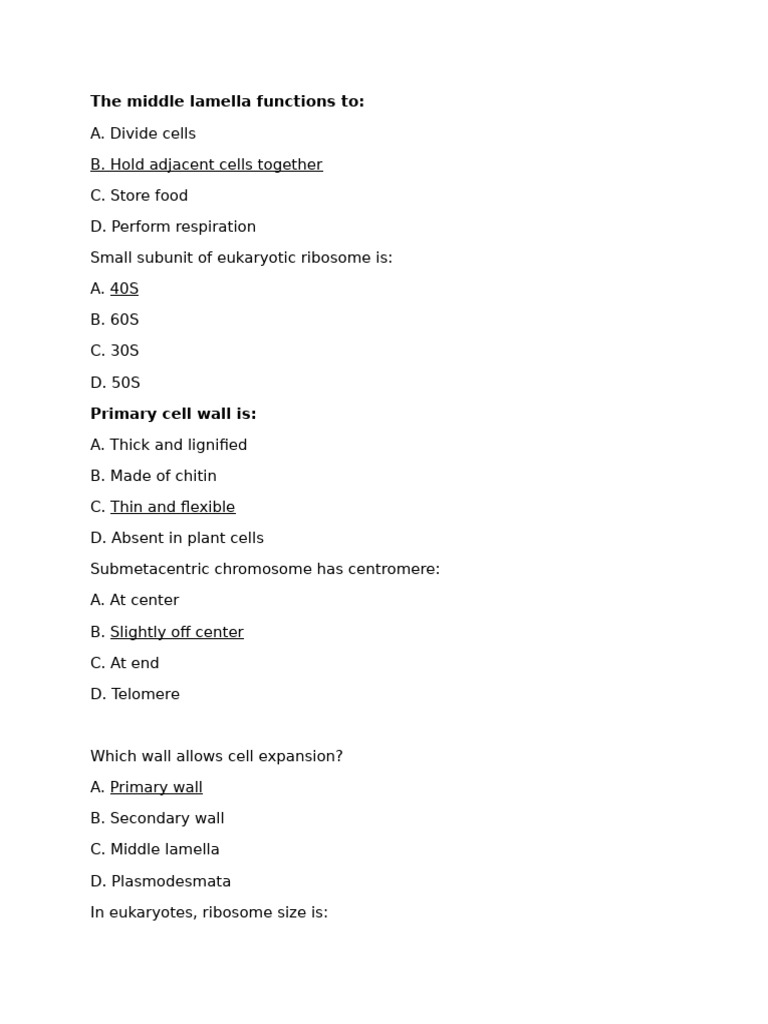 Entry 26 Cell Mcqs | PDF | Cell (Biology) | Cytosol