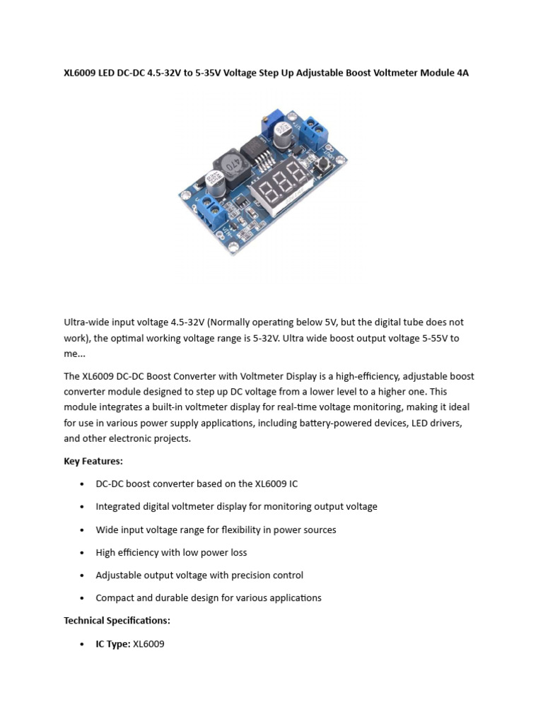 LM2577 Module With Voltage Display | PDF | Voltage | Power Supply