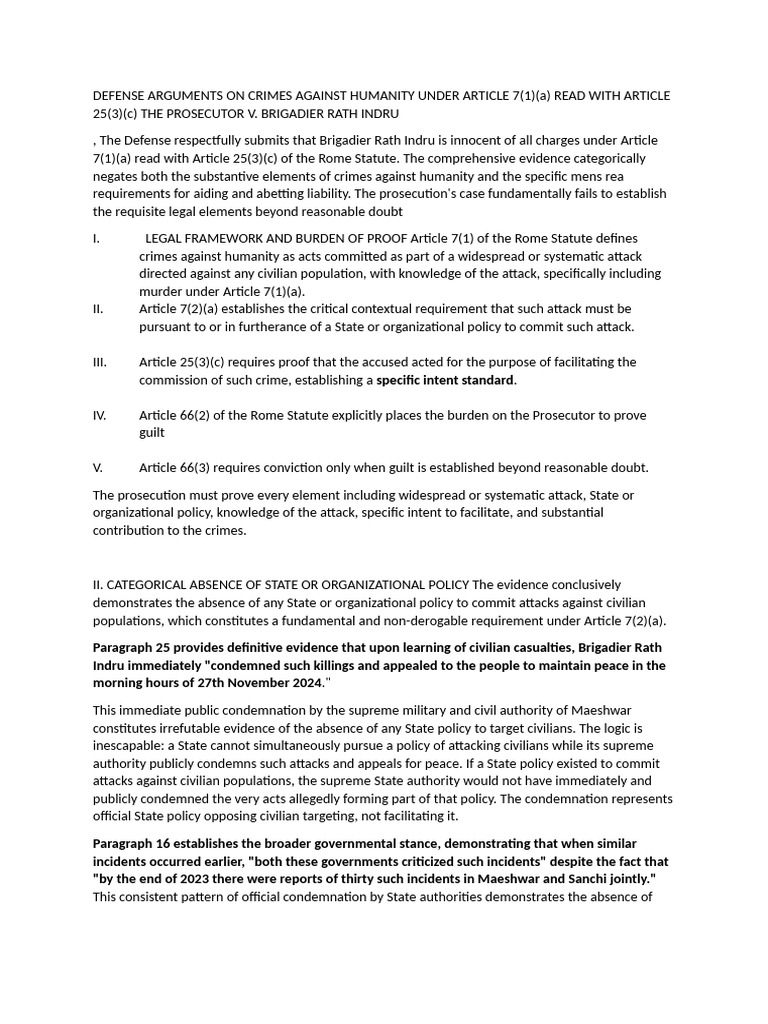 Defense Arguments in ICC Case Against Indru | PDF | Burden Of Proof ...