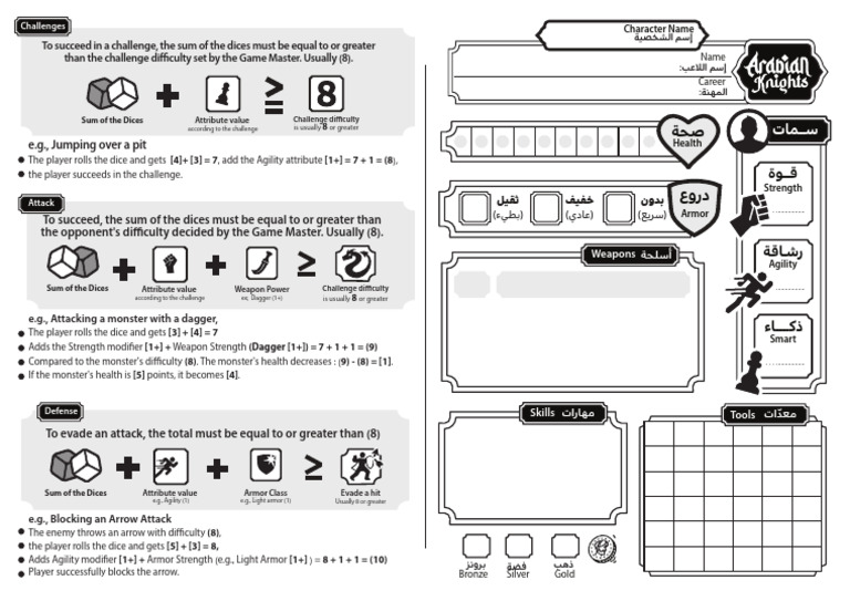 Knights Goons Character Sheet Updated - English | PDF | Dice | Dagger