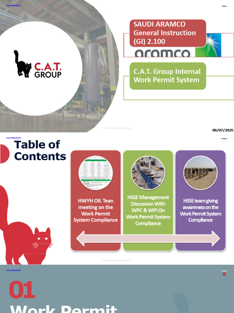 Compliance With Saudi Aramco General Instruction 2.100 and C.a.T ...
