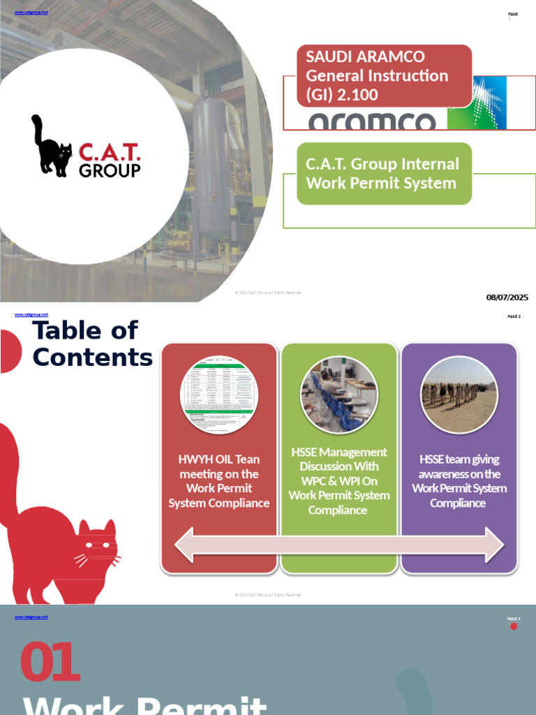 Compliance With Saudi Aramco General Instruction 2.100 and C.a.T ...