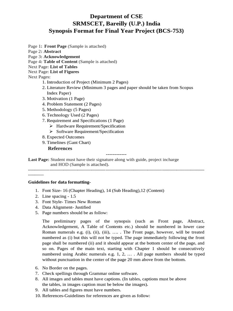 Project Synopsis Format and Guidelines[1] | PDF | Publishing