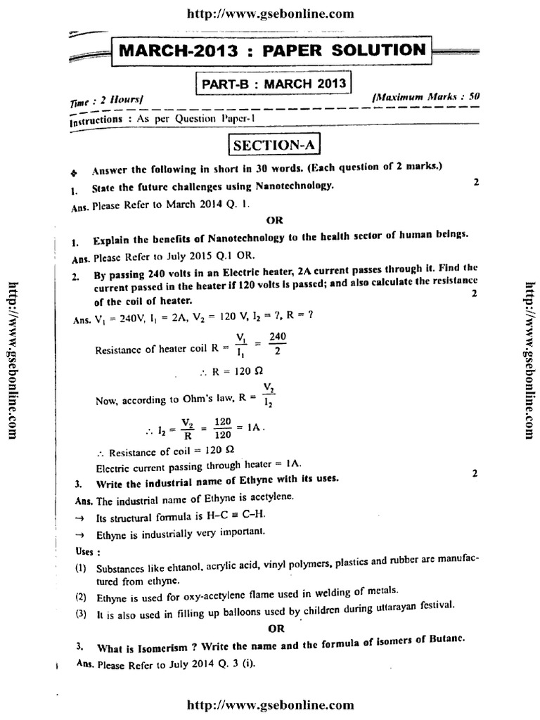 Gseb Class 10 Solutions Part 2 Science and Technology Mar 2013 | PDF