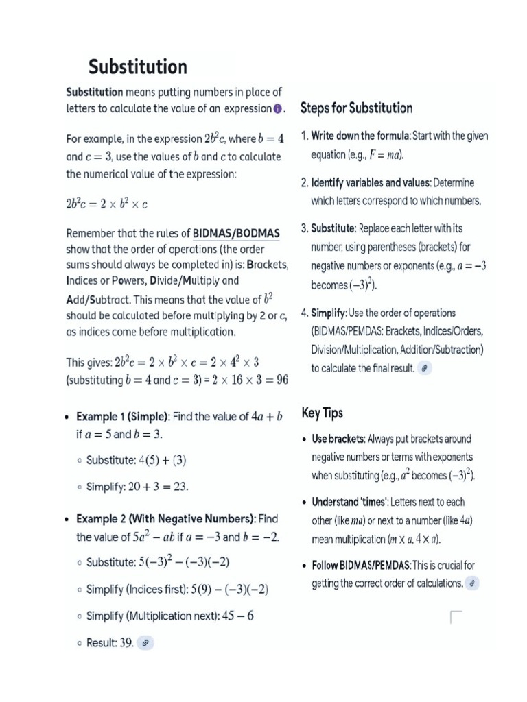 Formula and Substitution 8 - 12071942 | PDF