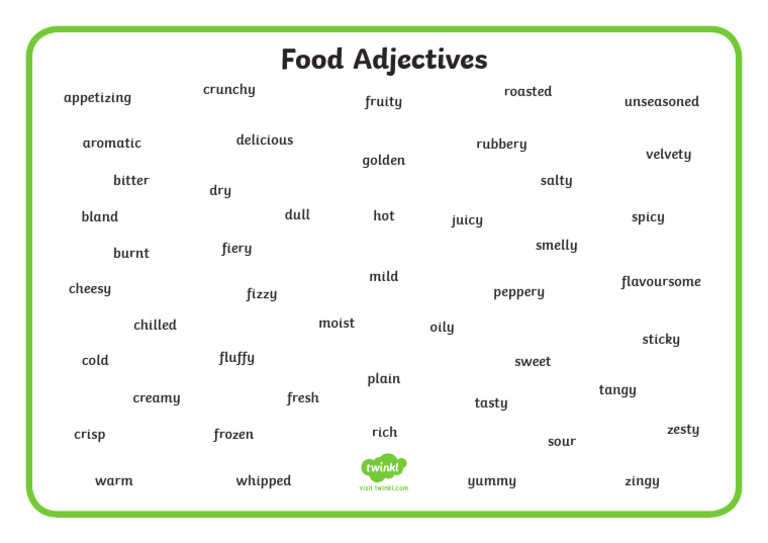 T TP 7341 Food Adjectives Word Mat | PDF