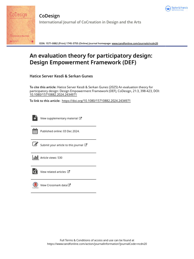 An Evaluation Theory For Participatory Design Design Empowerment ...