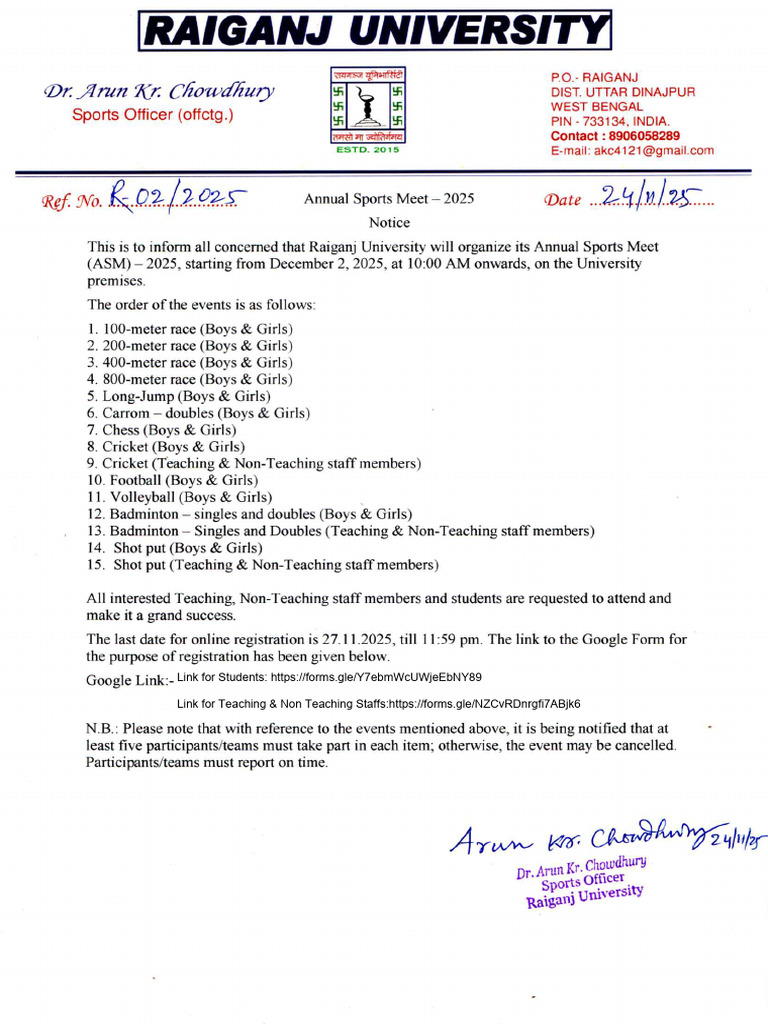 Sports Notice | PDF