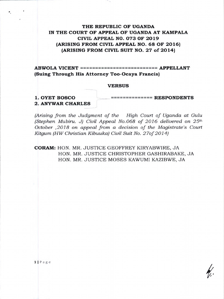Civil Appeal No. 73-2019001 | PDF | Appeal | Lawsuit