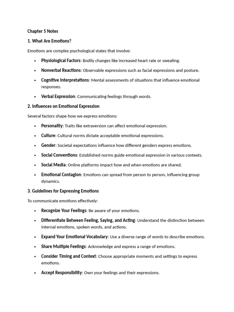 Understanding and Expressing Emotions | PDF