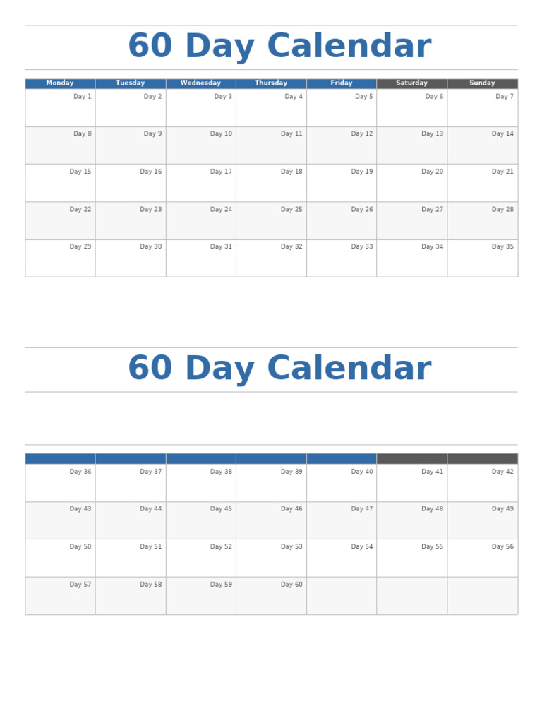 60+Day+Calendar (1) | PDF