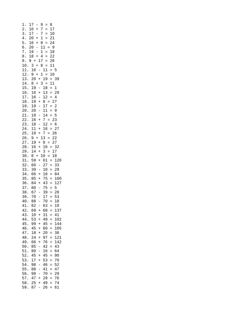 100 Math Questions | PDF