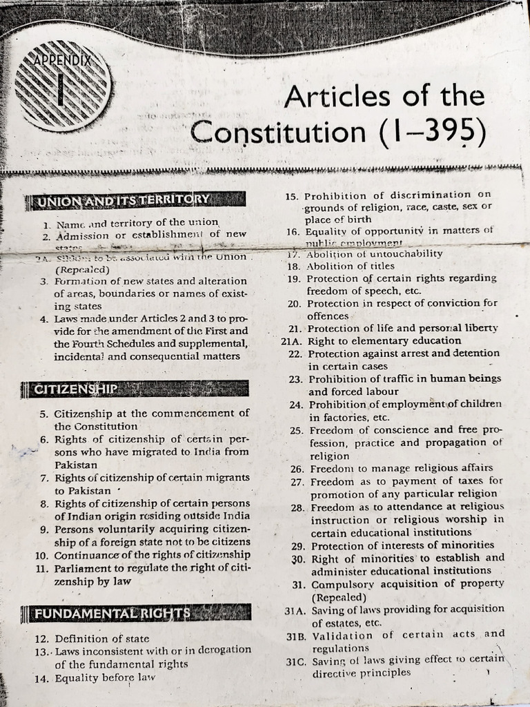 Constitution of India: Key Articles Overview | PDF | Appeal | Appellate ...