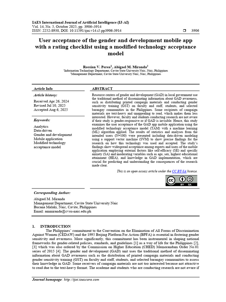User Acceptance of GAD Mobile App | PDF | Machine Learning | Cronbach's ...
